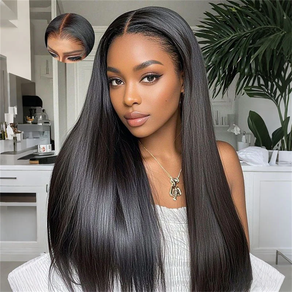 13X6 Pull Go Wig Straight Hair Transparent Lace Glueless Wigs Human Ha