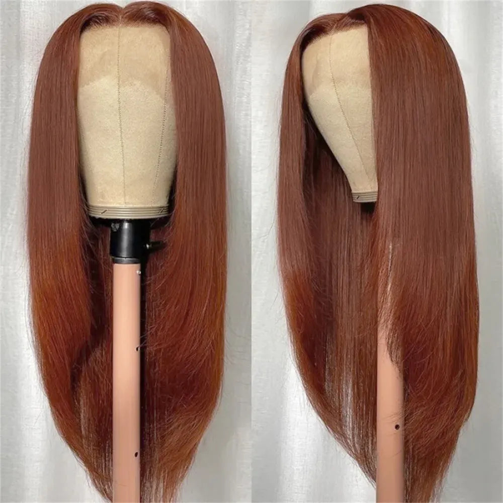 Pizazz Hair Reddish Brown Color #33 Feathered Layered Cut Straight Wigs ...