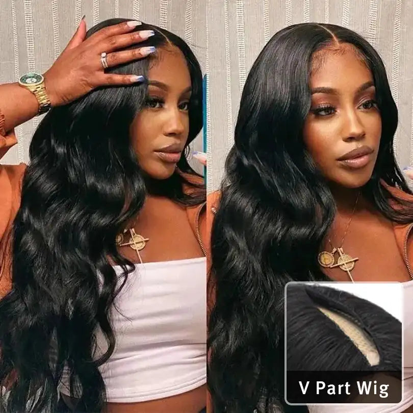Pizazz Hair Body Wave Glueless Thin Part Wig V Part Wig Human Hair Wigs ...