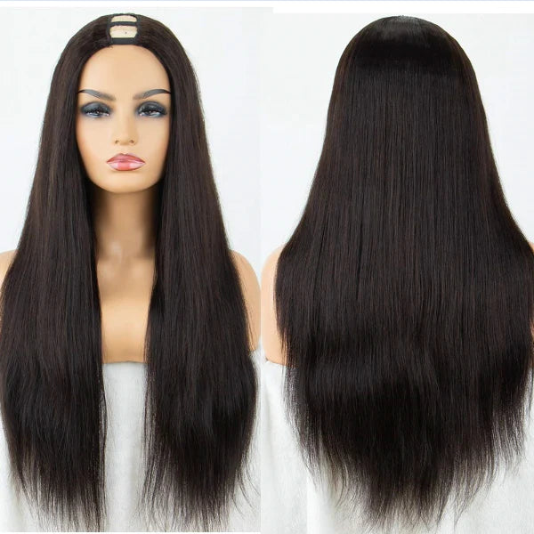 Pizazz Hair U Part Wig Straight Human Hair Wigs 150% Density Glueless ...
